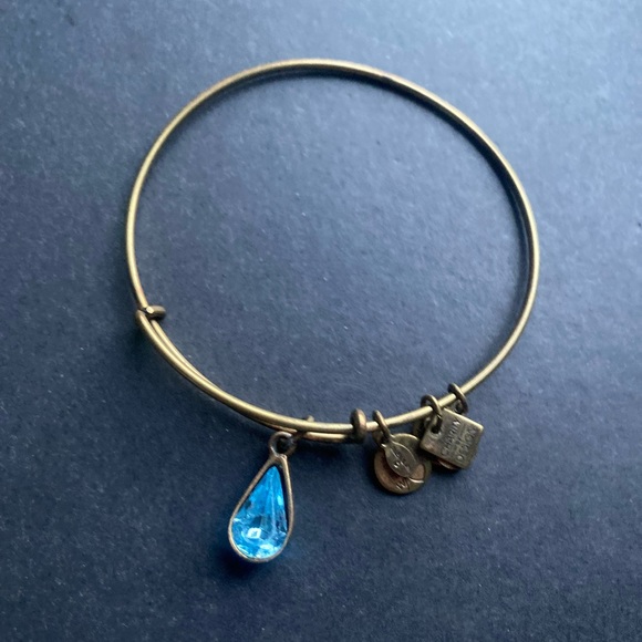 Alex and Ani | Jewelry | Alex And Ani Adjustable Size Gold Toned Bracelet With Blue Teardrop ...